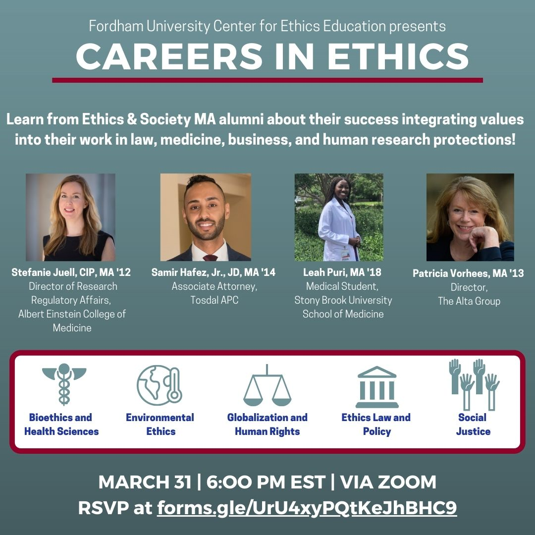 Mar. 03, 2021 |Careers in Ethics – CENTER FOR ETHICS EDUCATION EVENTS